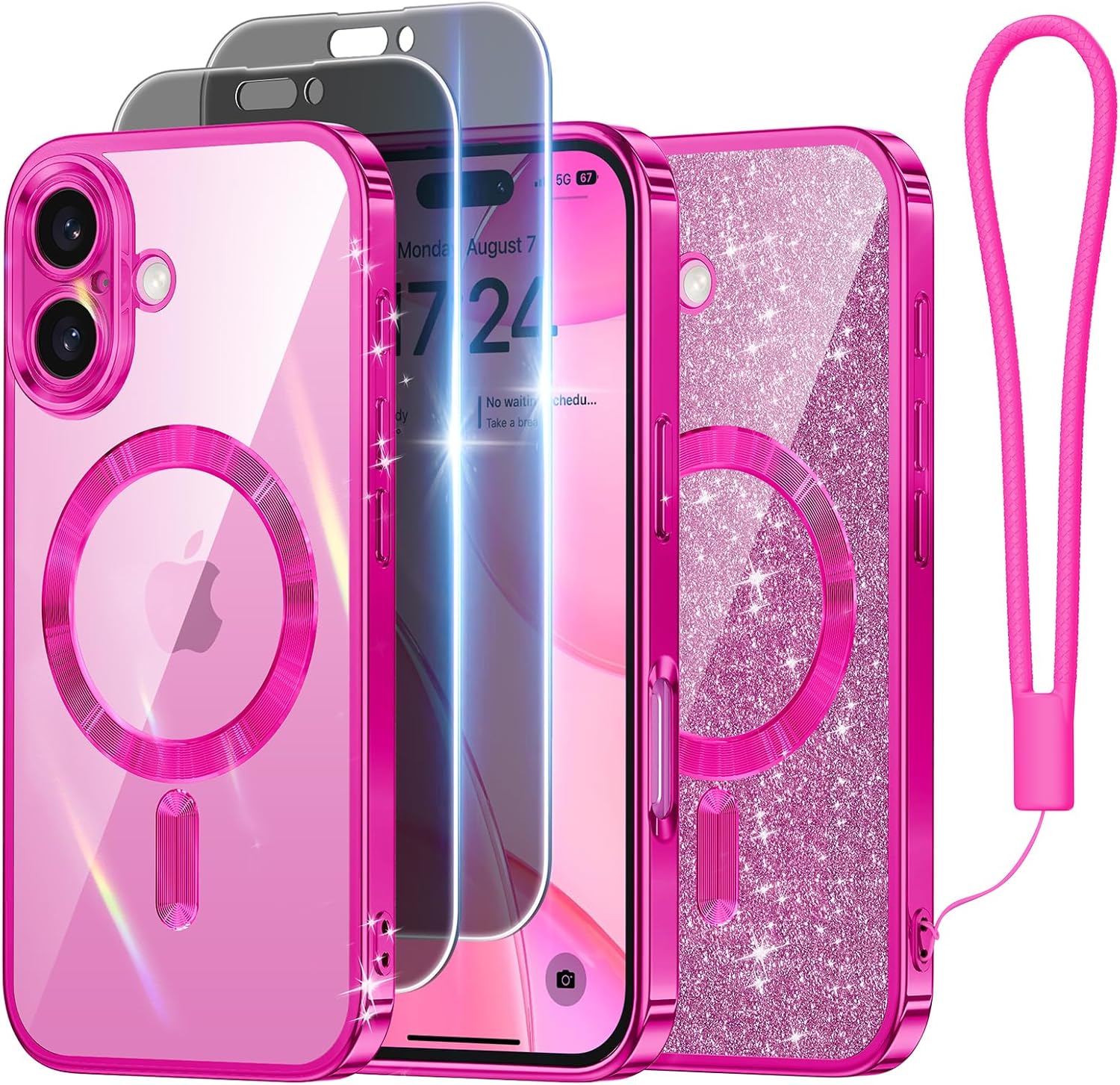 QICICI-Designed For Iphone 16 Case 6.1", [Glitter Card & Wrist Strap ...