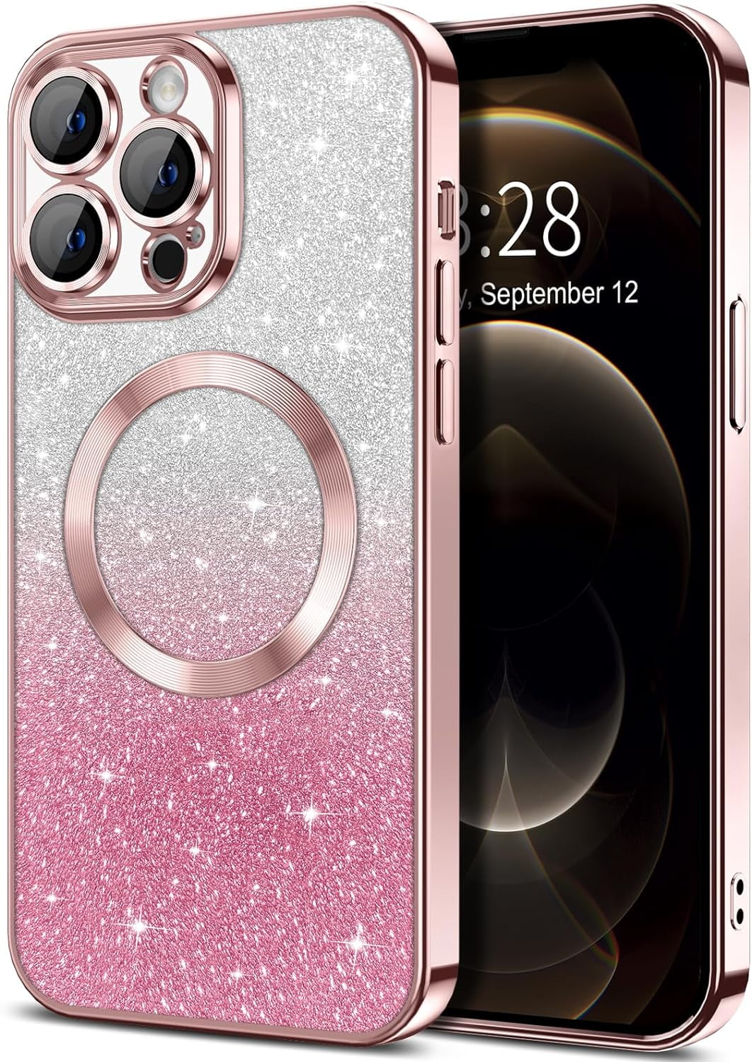 QICICI-For Iphone 12 Pro Case Clear Magnetic Glitter Phone Cases ...