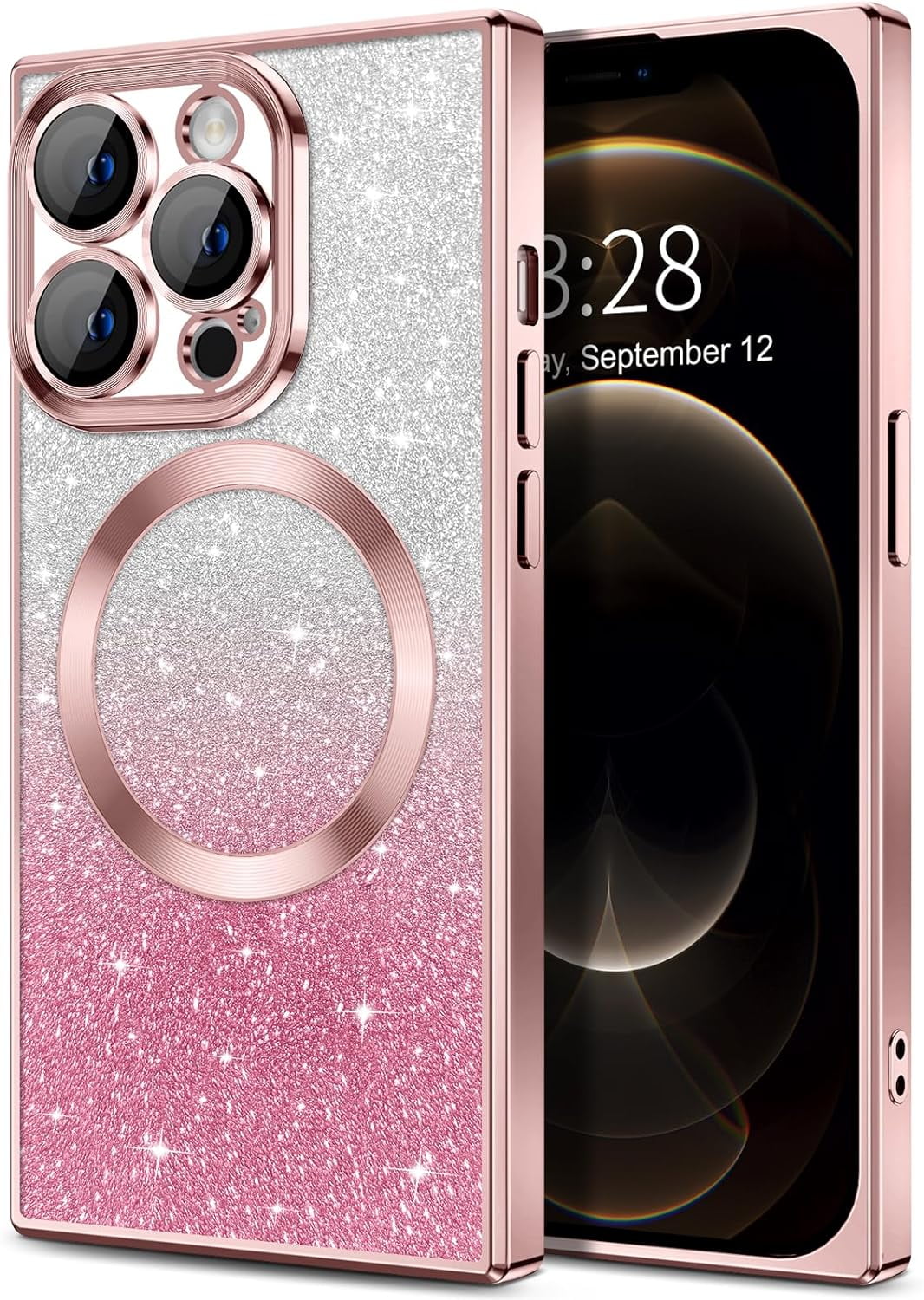 QICICI-For Iphone 12 Pro Max Case Clear Magnetic Glitter Phone Cases ...