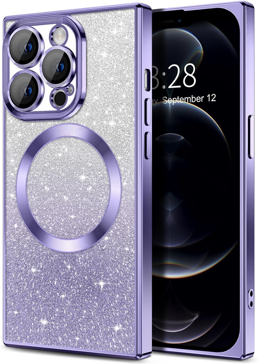 QICICI-For Iphone 12 Pro Max Case Clear Magnetic Glitter Phone Cases ...