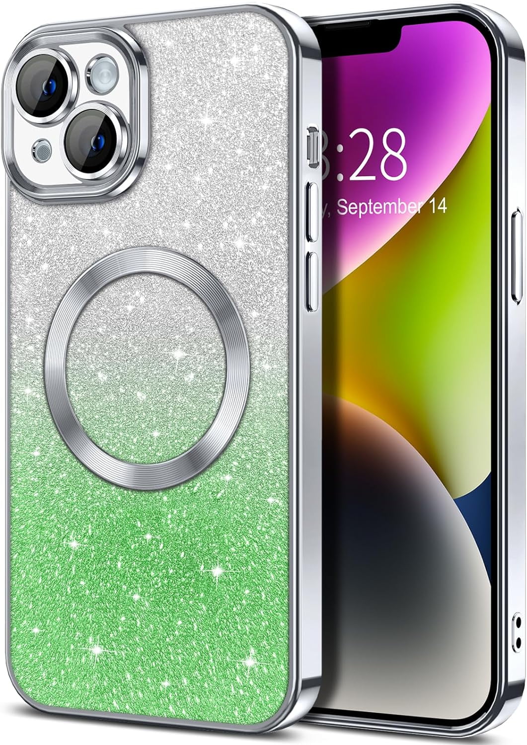 QICICI-For Iphone 14 Plus Case Clear Magnetic Glitter Phone Cases ...