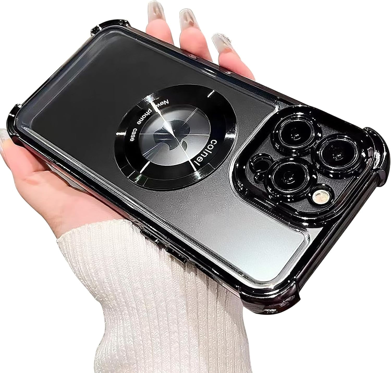 QICICI-For Iphone 14 Pro Magnetic Transparent Case,Luxury Bling Four ...