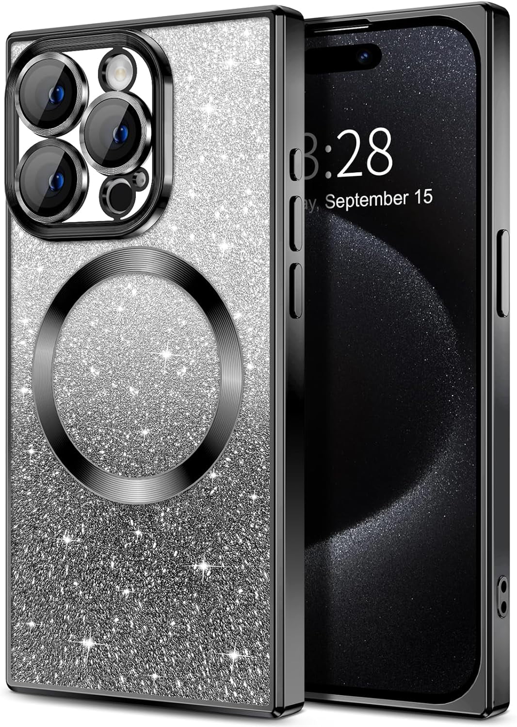 QICICI-For Iphone 15 Pro Case Clear Magnetic Glitter Phone Cases ...