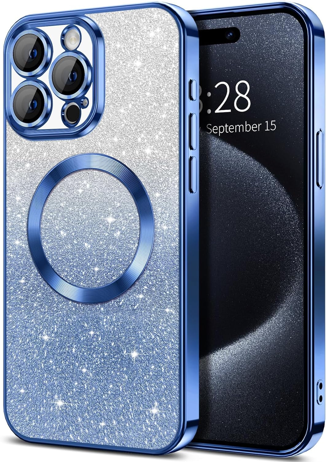 QICICI-For Iphone 15 Pro Case Clear Magnetic Glitter Phone Cases ...