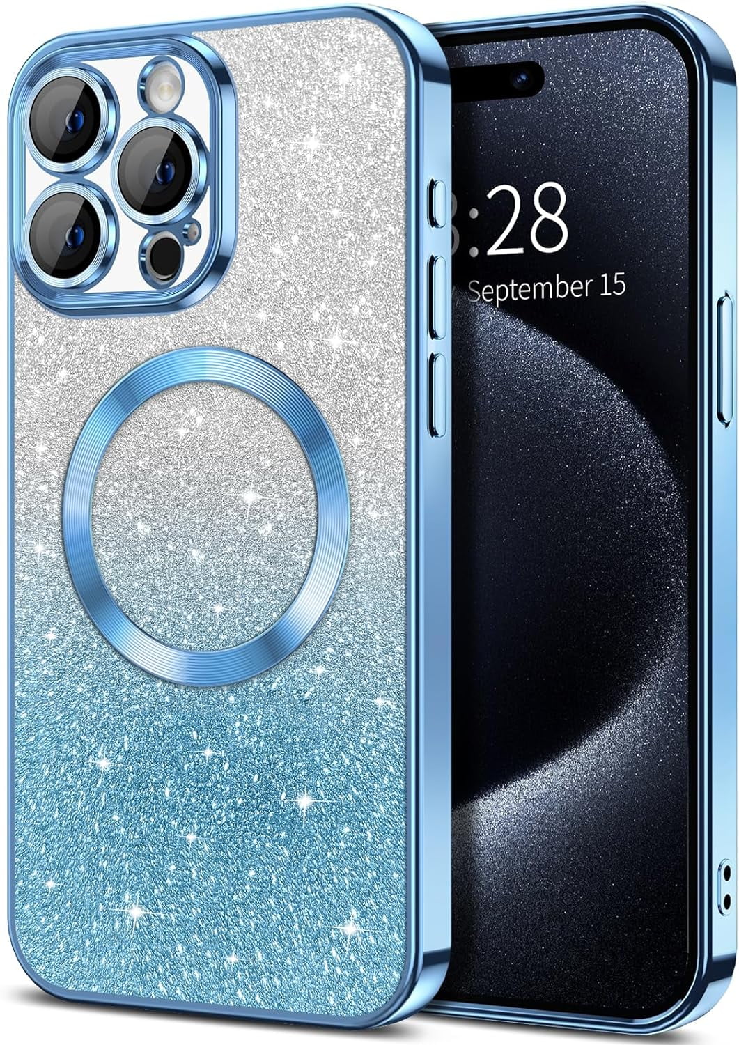 QICICI-For Iphone 15 Pro Case Clear Magnetic Glitter Phone Cases ...