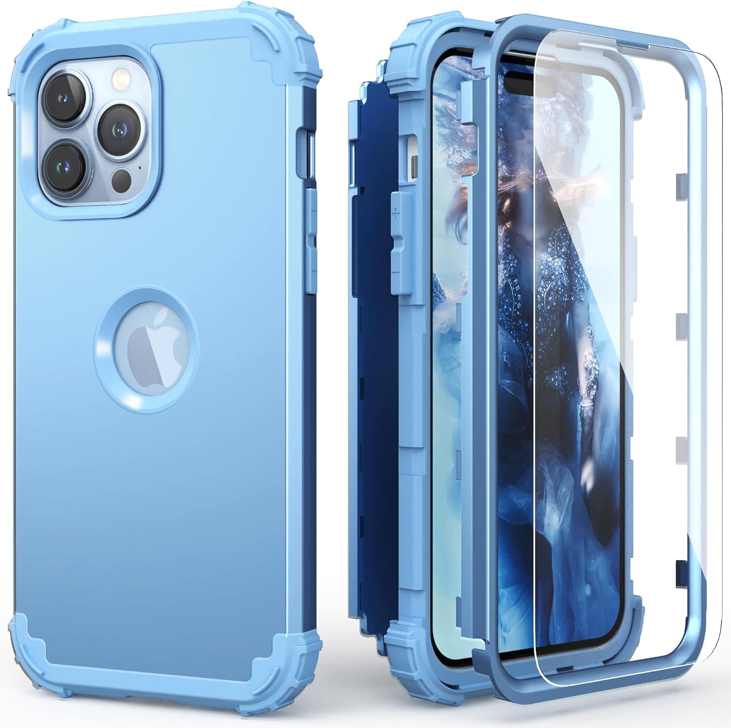 QICICI-For Iphone 15 Pro Max Case With Tempered Glass Screen Protector ...