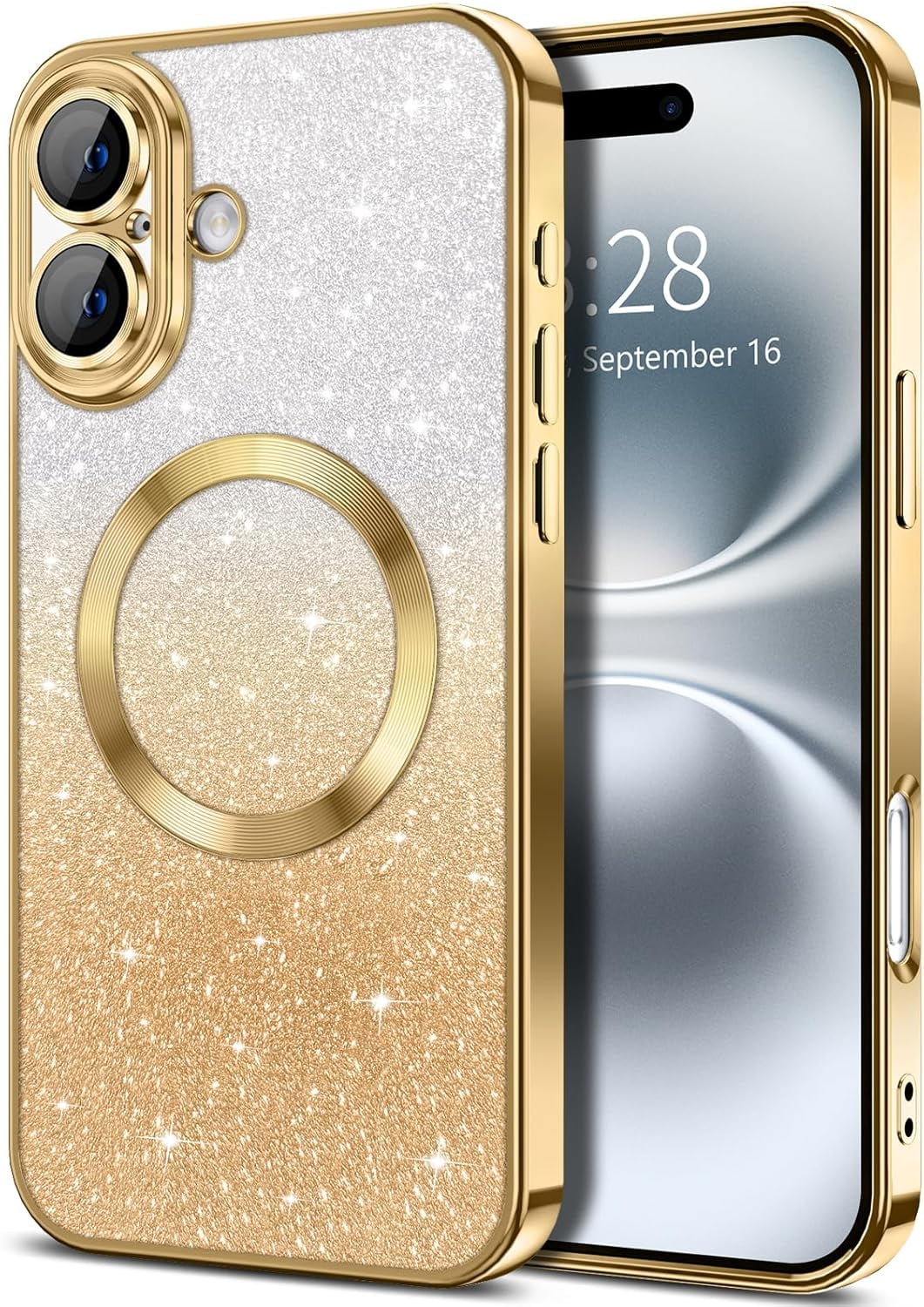 QICICI-For Iphone 16 Case Clear Magnetic Glitter Phone Cases ...