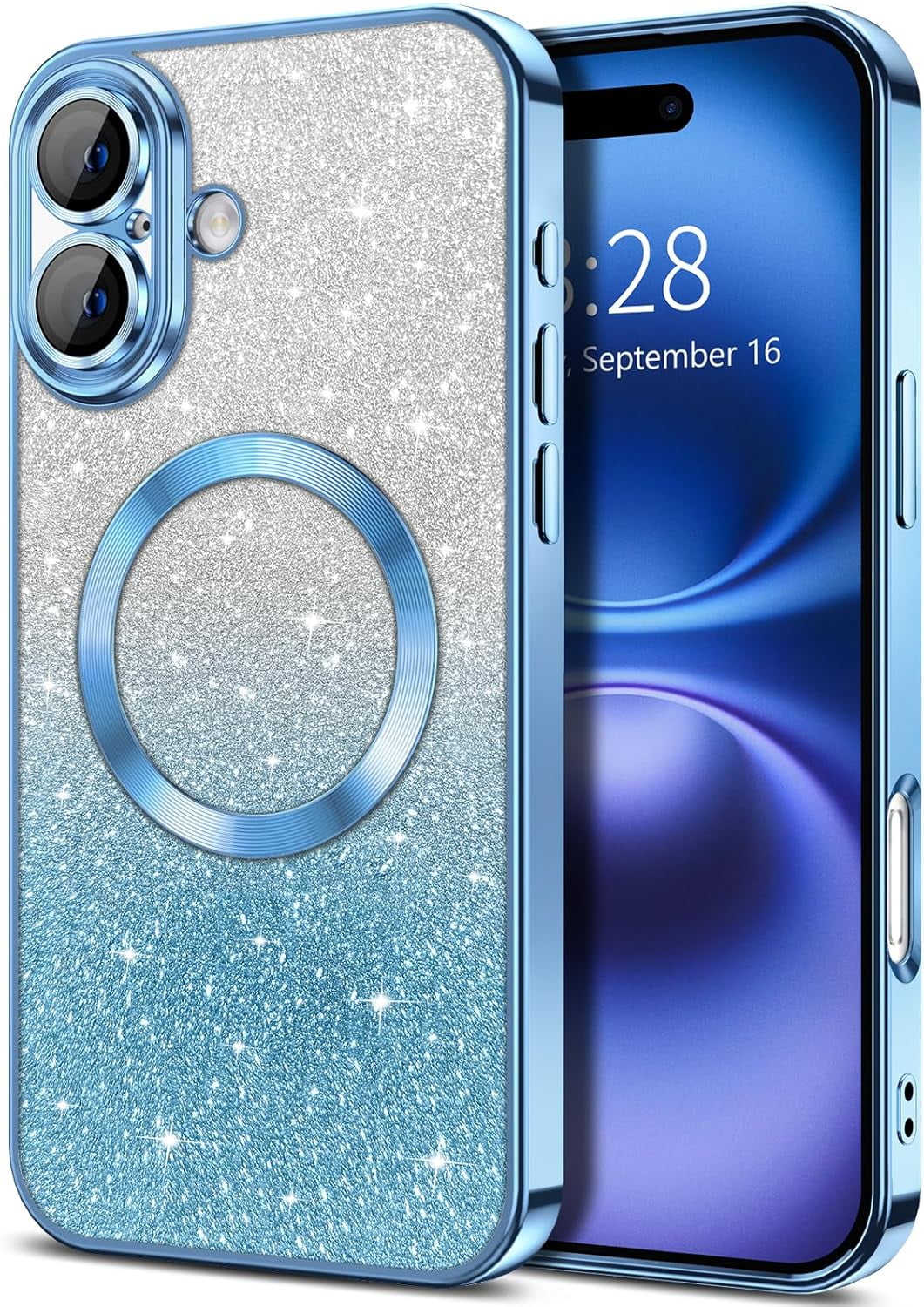 QICICI-For Iphone 16 Case Clear Magnetic Glitter Phone Cases ...