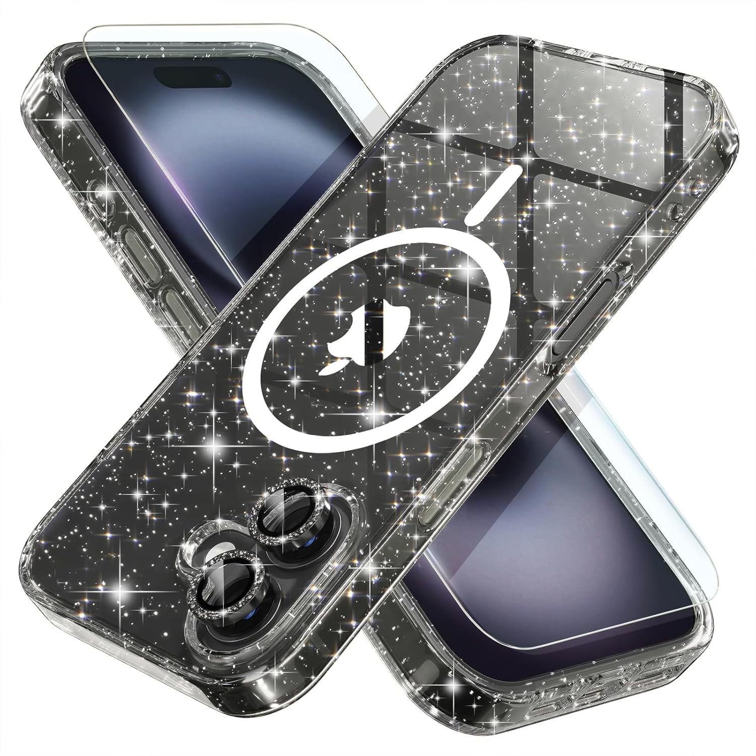 QICICI-For Iphone 16 Case Magnetic, Women Clear Glitter Bling Sparkly ...