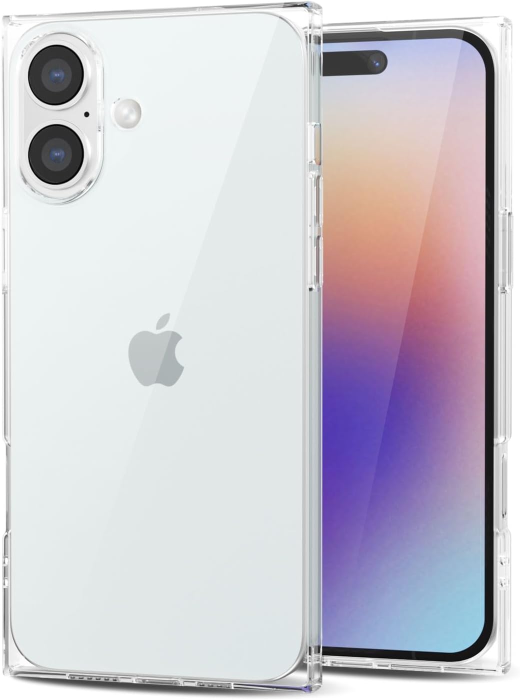 QICICI-For Iphone 16 Clear Case Rectangle Edge, Aesthetic Trendy Girly ...