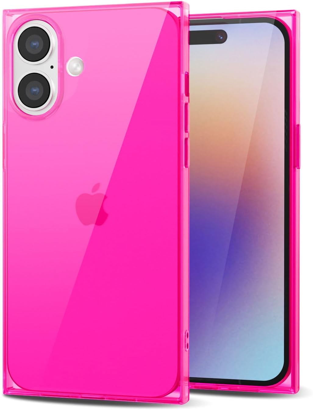 QICICI-For Iphone 16 Clear Case Rectangle Edge, Transparent Aesthetic ...