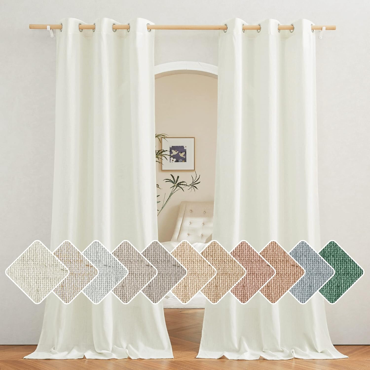 QICICI-Linen 90 Inch Curtains For Living Room, Grommet Thick Linen ...