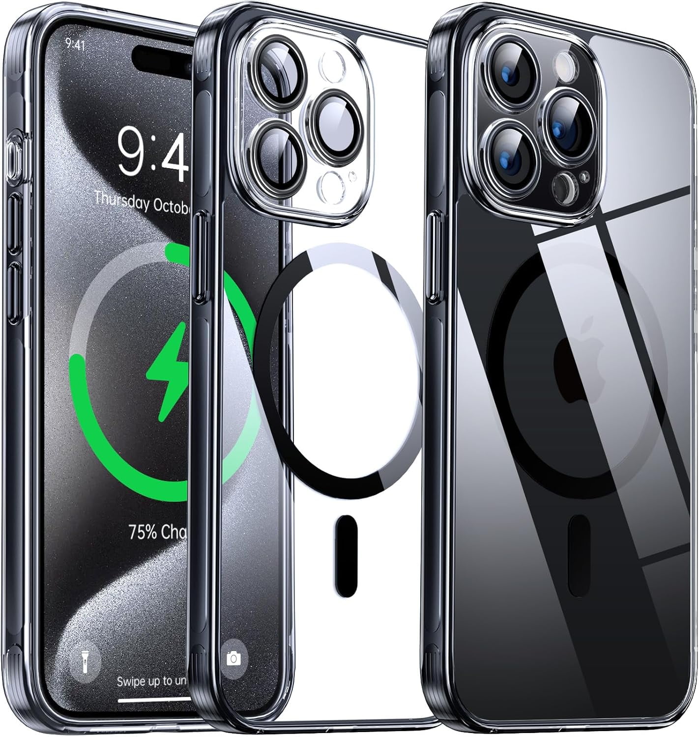 QICICI-Magnetic Hybrid Clear Case For Iphone 15 Pro - [Compatible With ...