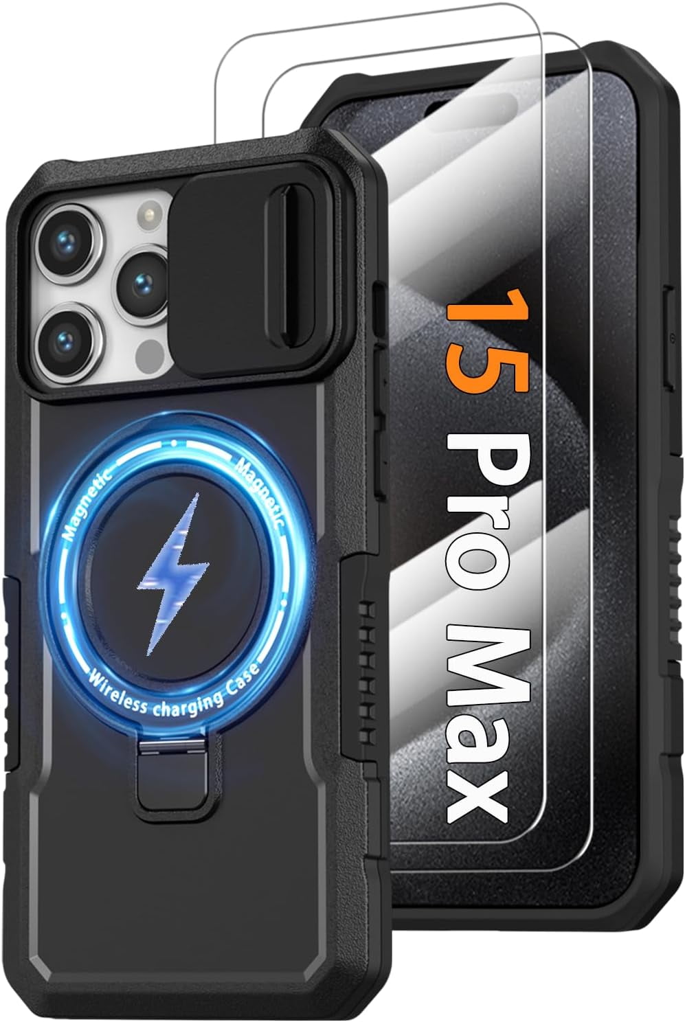 QICICI-Phone Case For Iphone 15 Pro Max, With Magnetic Ring Stand [2X ...