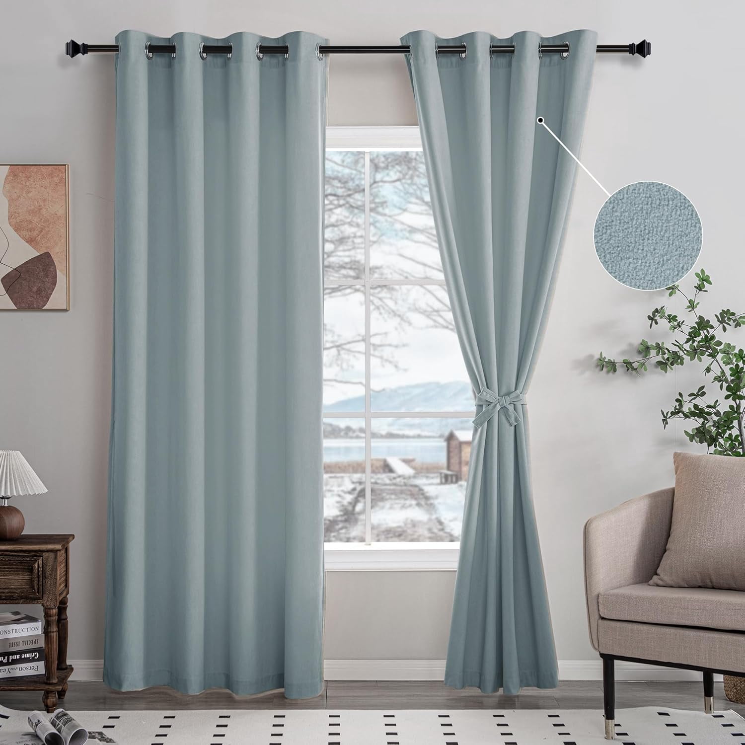 QICICI-Velvet Curtains 84 Inches Long 2 Panels - Thermal Insulated Room ...