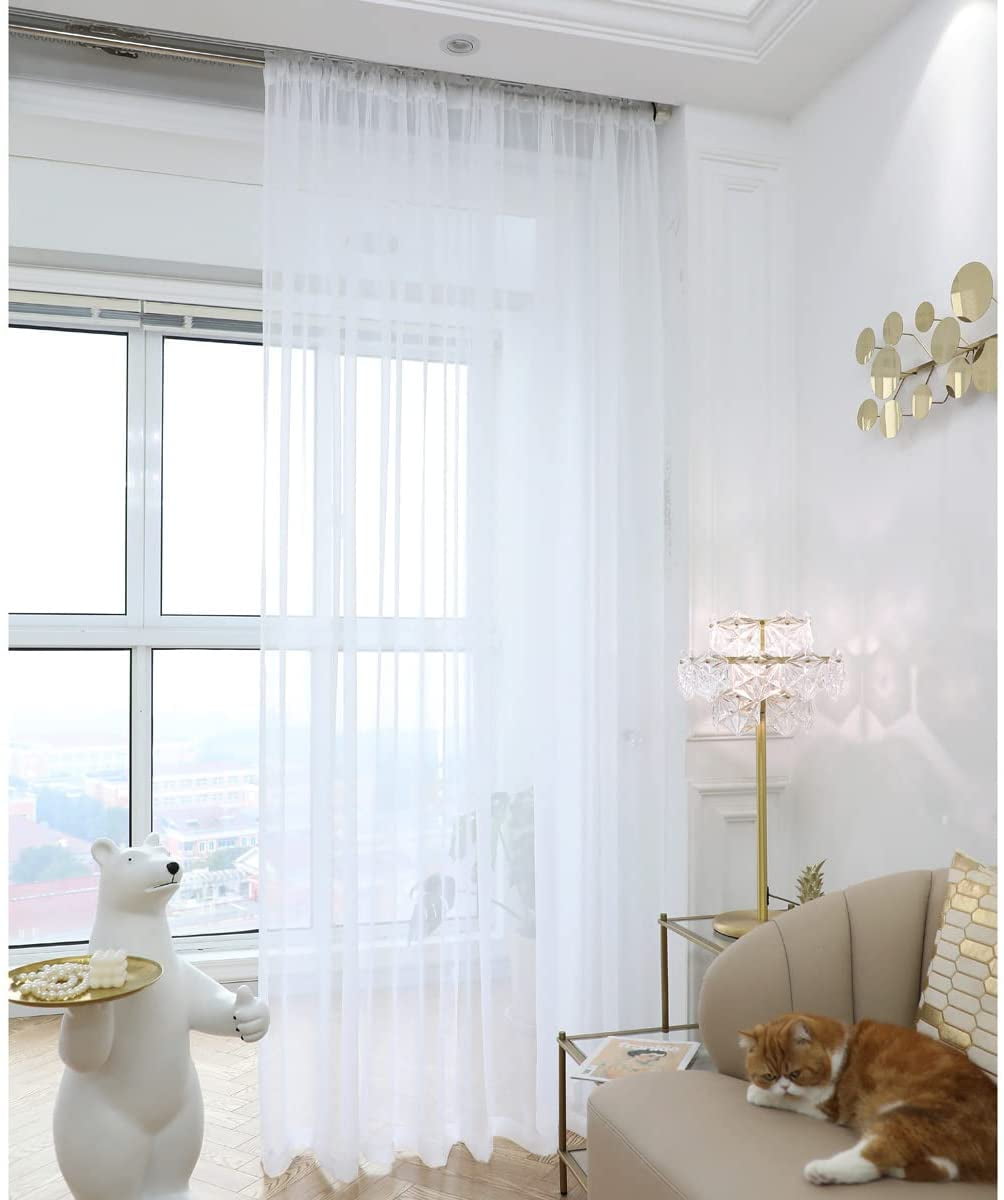 QICICI-Window Sheer White Curtains 84 Inches Long 1 Panel White Sheer ...