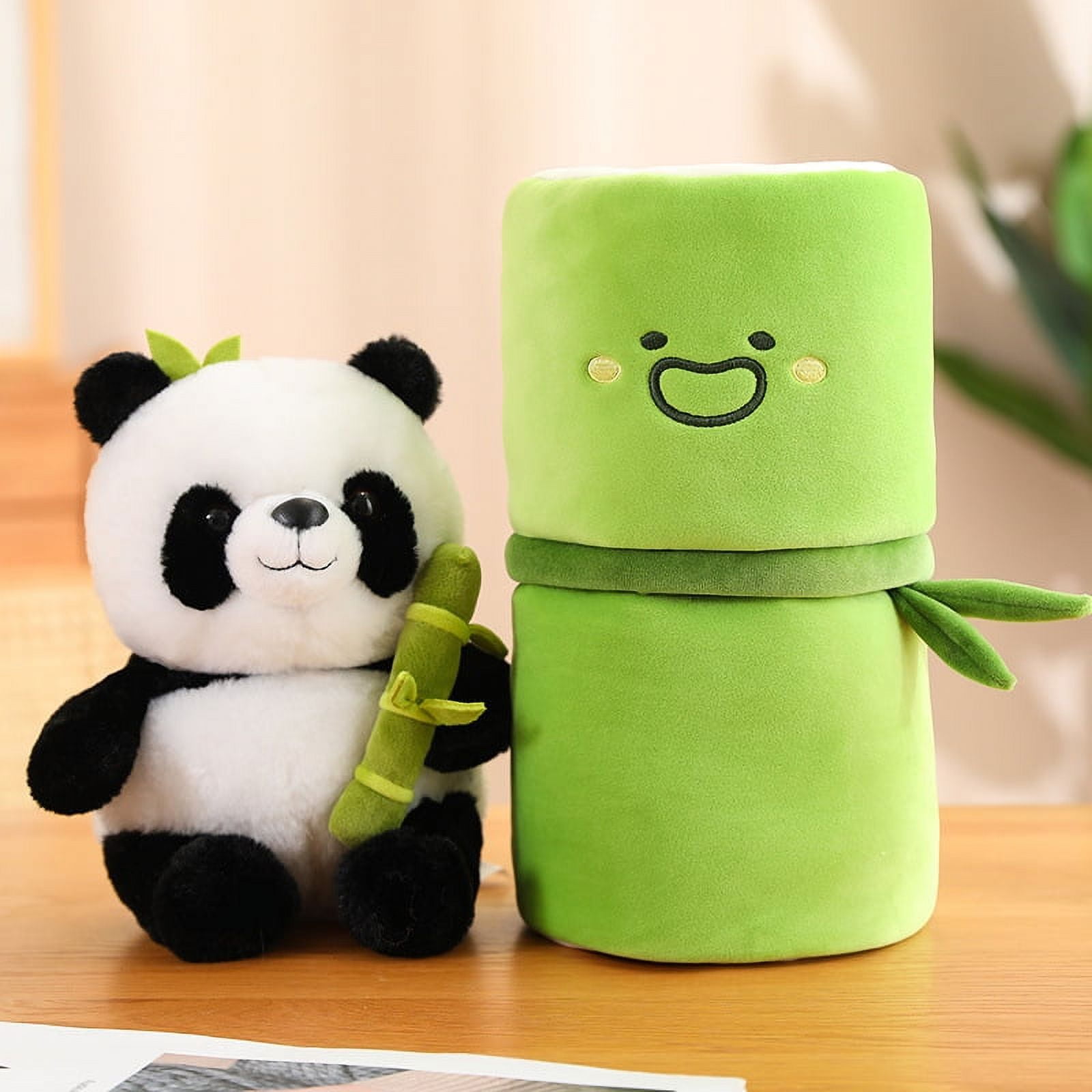 QIDITONG 1 Set Cute Panda Stuffed Animal Soft Plush Bamboo Bag And ...