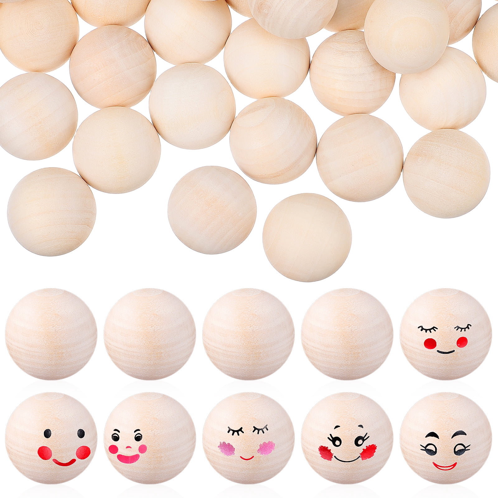 QIDITONG 20 Pcs Unfinished Natural Small Wooden Orbs For Diy Art Crafts ...