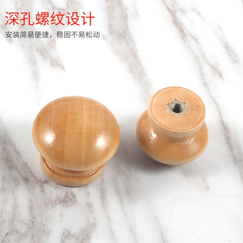 QIDITONG 20pcs Wood Drawer Knobs Mushroom Shape Cabinet Handles Wooden ...