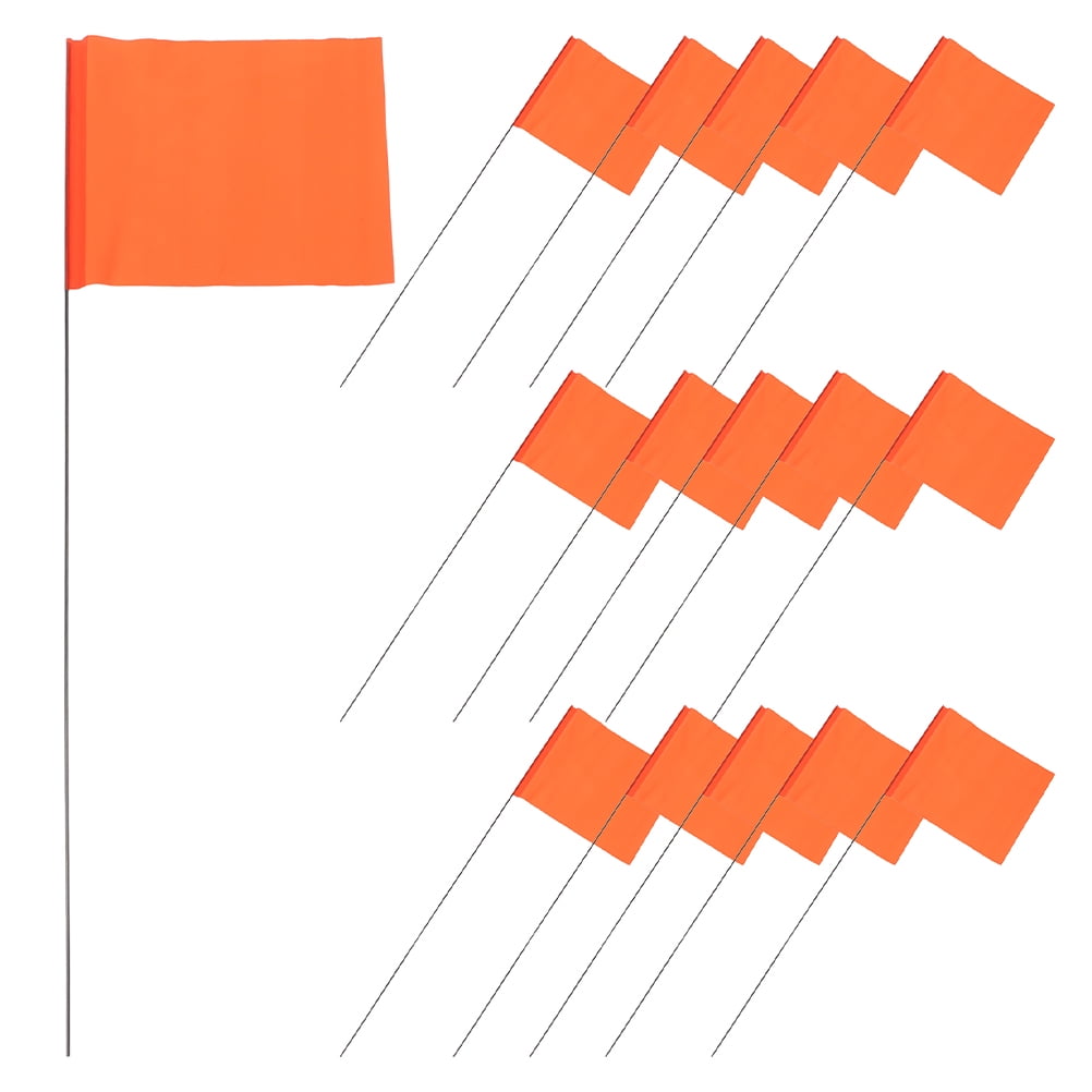 RENACLIPY 25Pcs Orange Marker Flags for Lawn Yard Garden High ...