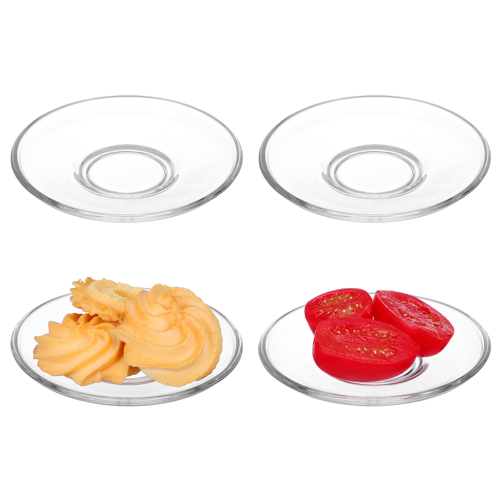 QIDITONG 2pcs Clear Glass Dessert Plates For Serving Appetizers ...