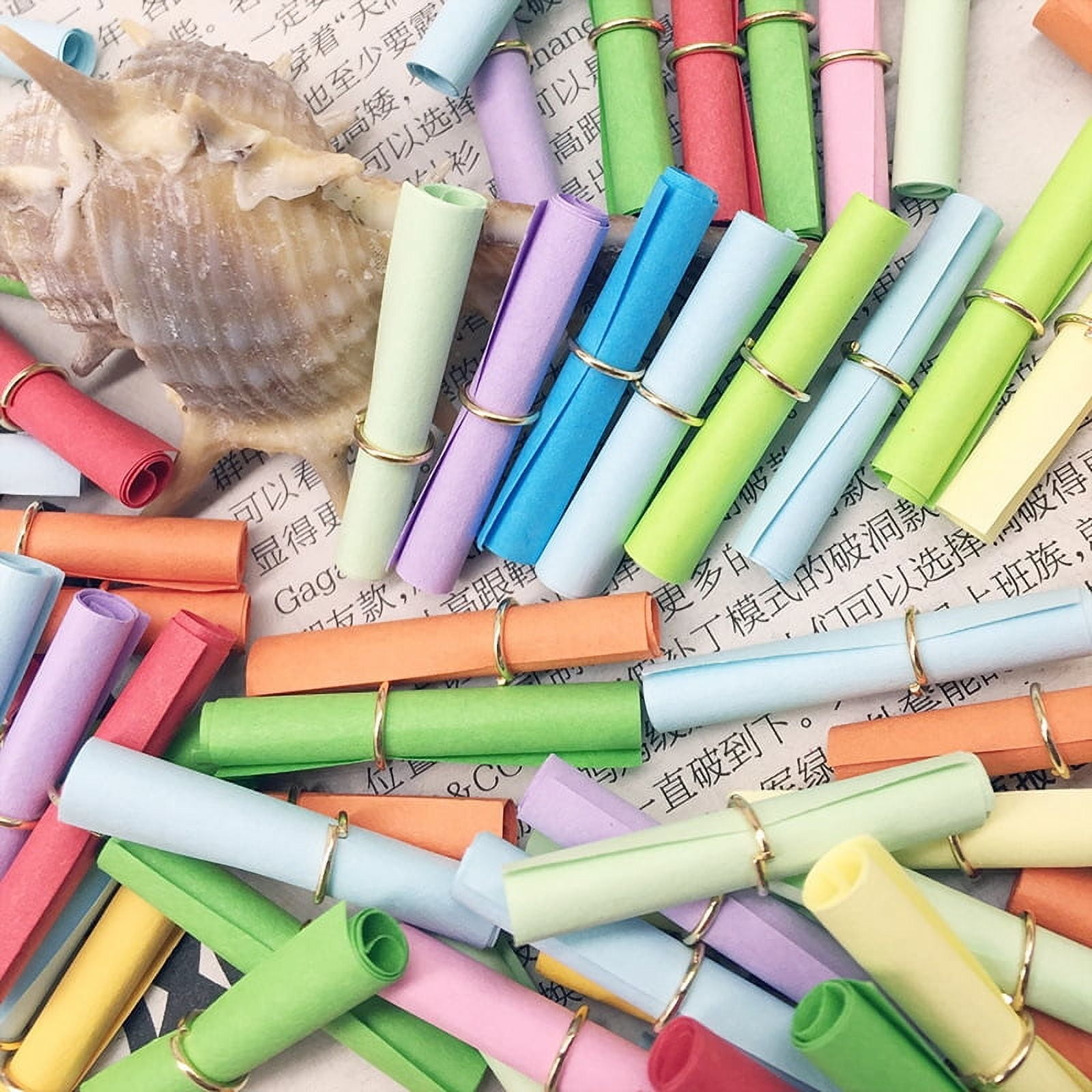 QIDITONG 300pcs Mini Vintage Scrolls For Writing Wishes Colorful Paper ...