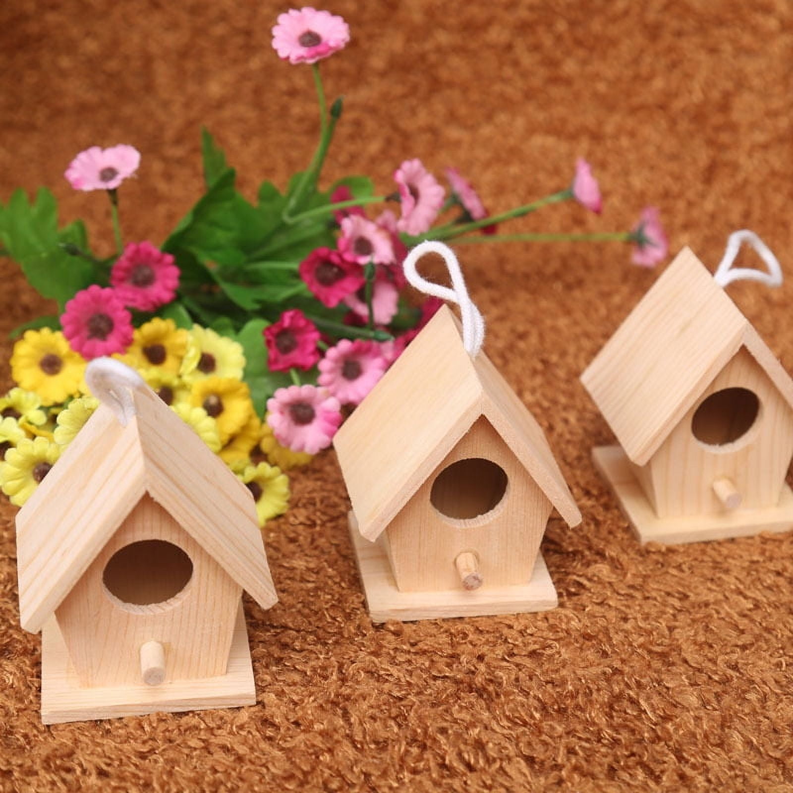 QIDITONG 4pcs Diy Mini Bird House Kits Unfinished Wood Bird Houses To ...