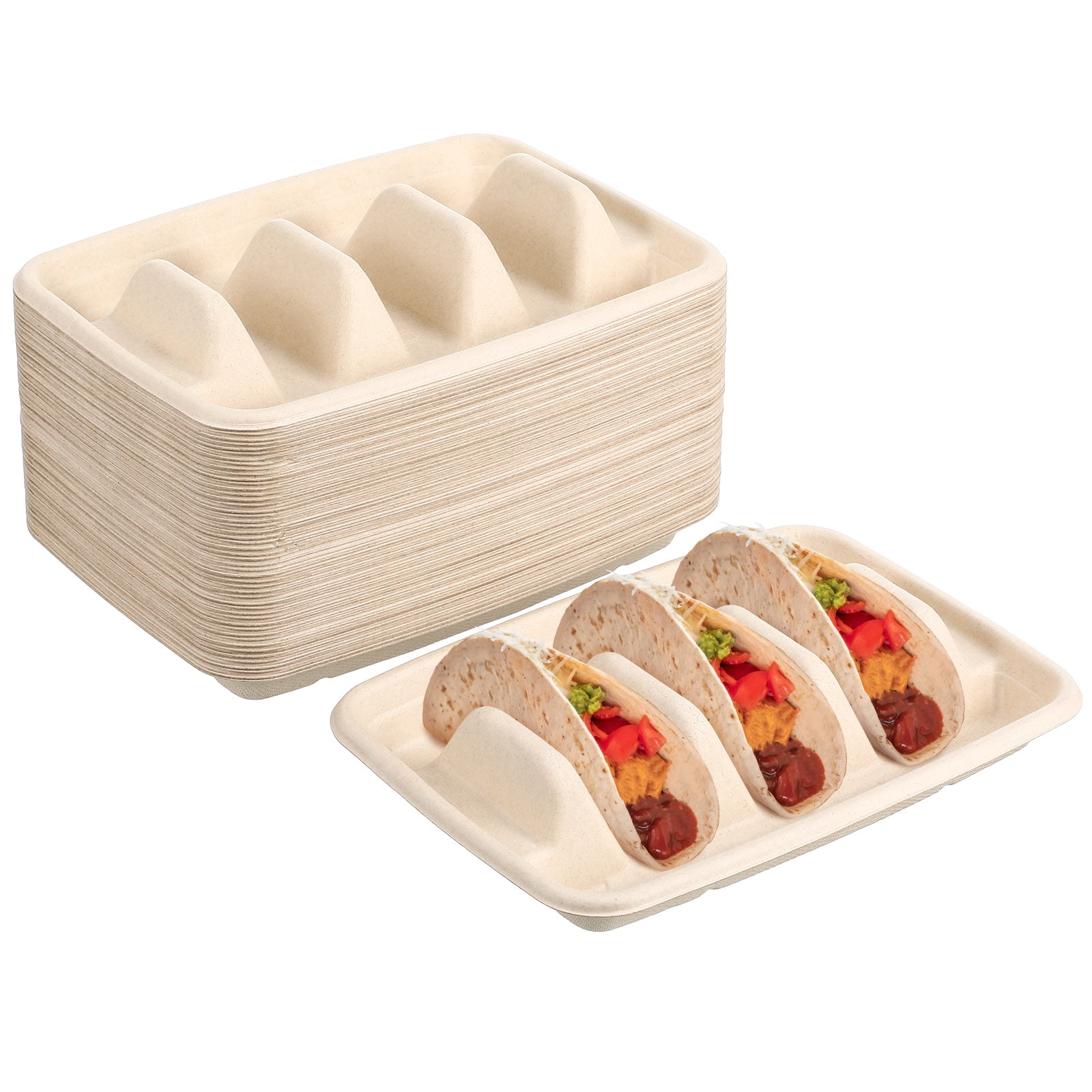 QIDITONG 50pcs Disposable Taco Holder Divided Taco Tray Taco Plates ...