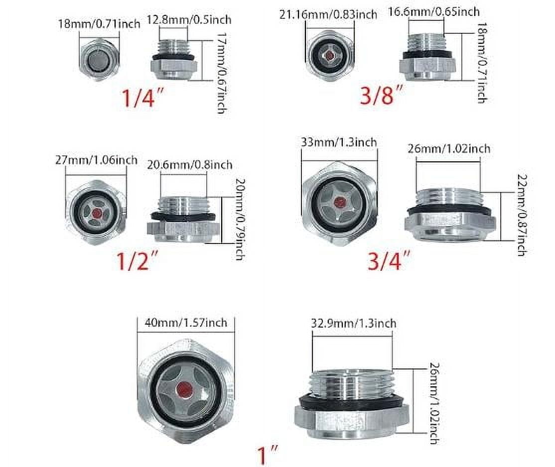 QIDITONG 5PCS Aluminum Alloy Liquid Level Gauge for Air Compressor Oil ...
