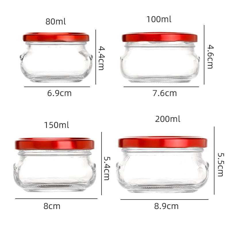 QIDITONG 5pcs Glass Jam Storage Jar Transparent Jam Jar With Lid Clear ...
