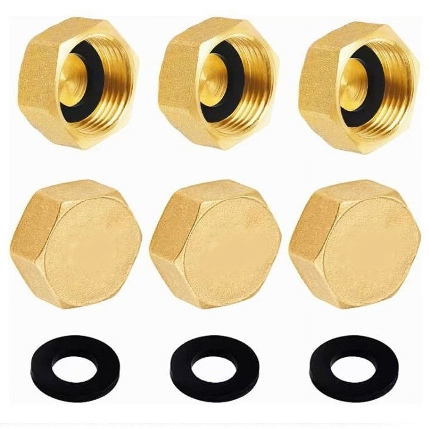 QIDITONG 6pcs 1/2 Inch Brass Female Thread Blanking Cap with Rubber ...