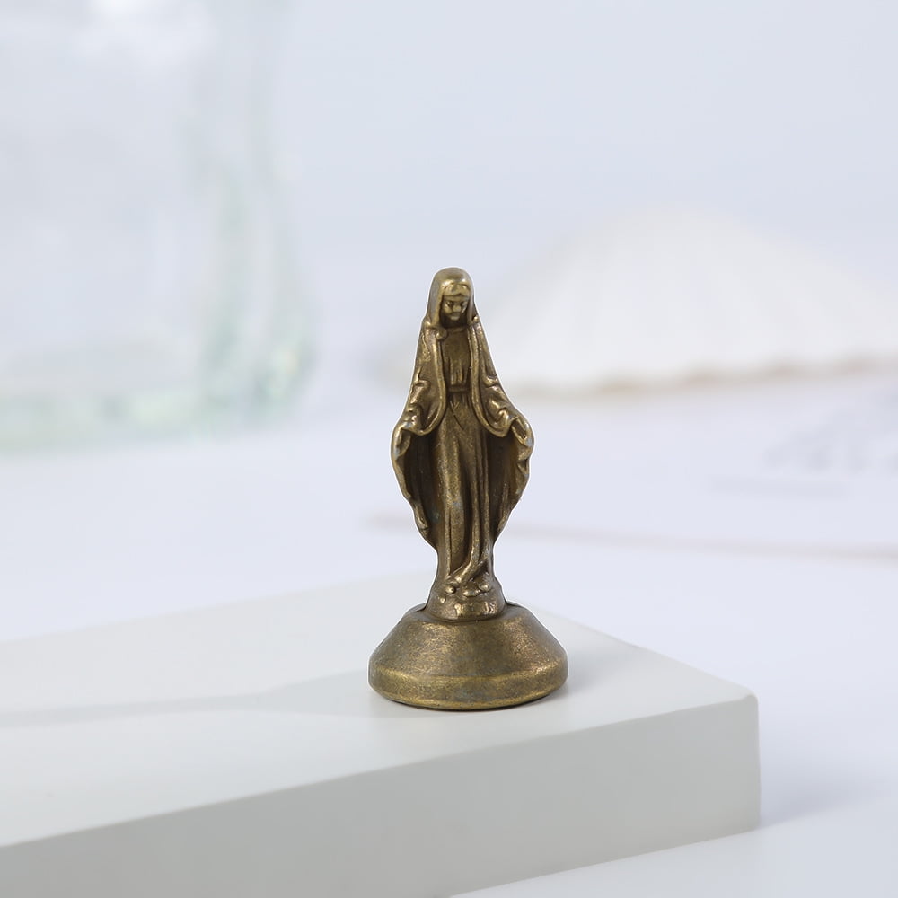 QIDITONG Brass Virgin Mary Statue Miniature Nativity Figure Blessed ...