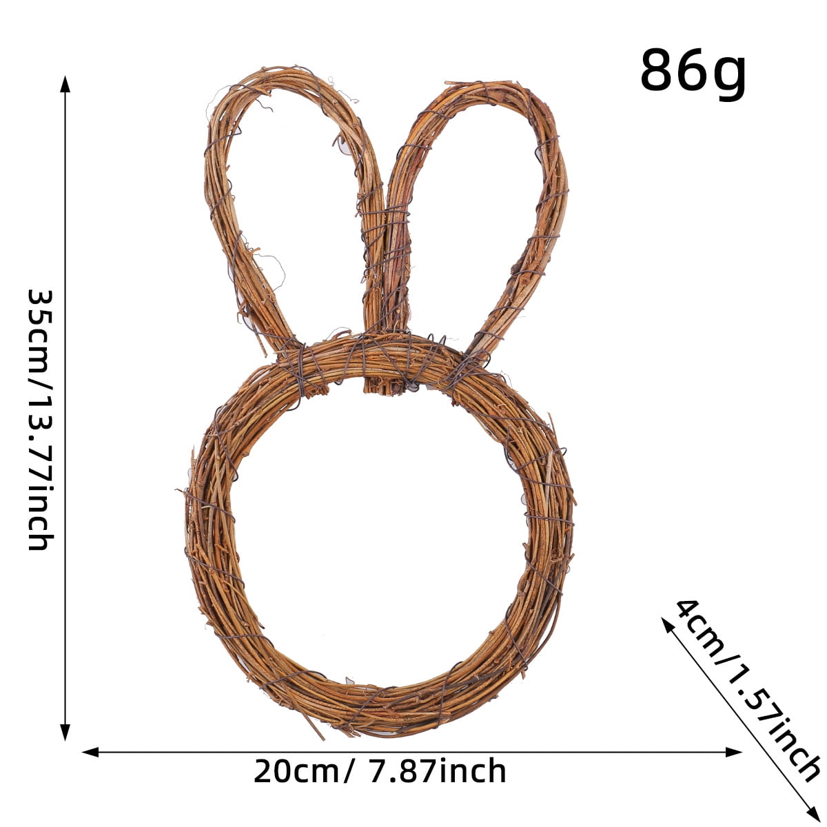 QIDITONG Bunny Shape Rattan Wreath Frame For Easter Diy Home Garden ...