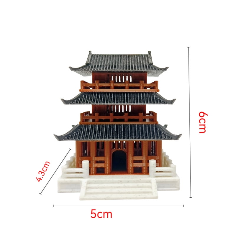 QIDITONG Miniature Pagoda Statue Japanese Pavilion Figurine Mini ...