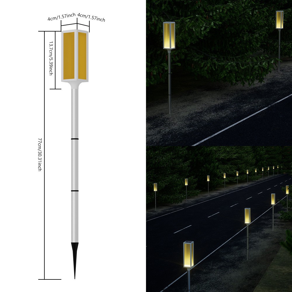 QIDITONG Solar Warning Light Outdoor Pathway Yard Stake Lamp Solar ...