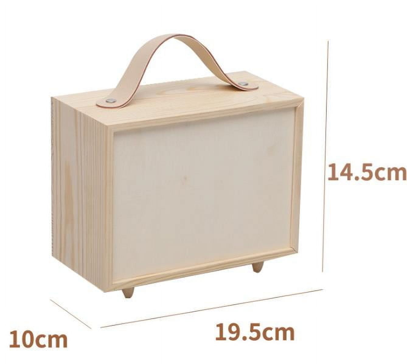 QIDITONG Unfinished Wooden Box With Handle And Slide Lid Rustic ...