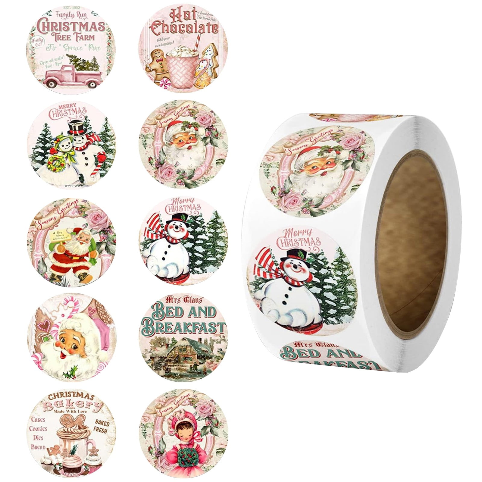 QIEZHON 500Pcs Vintage Christmas Stickers Roll Merry Christmas Stickers ...