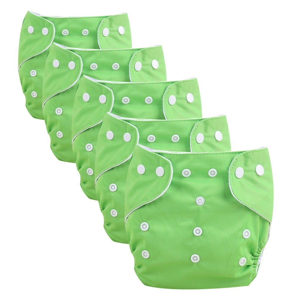 QIEZHON Baby Cloth Diapers 5 Pack with Inserts Adjustable Washable and ...