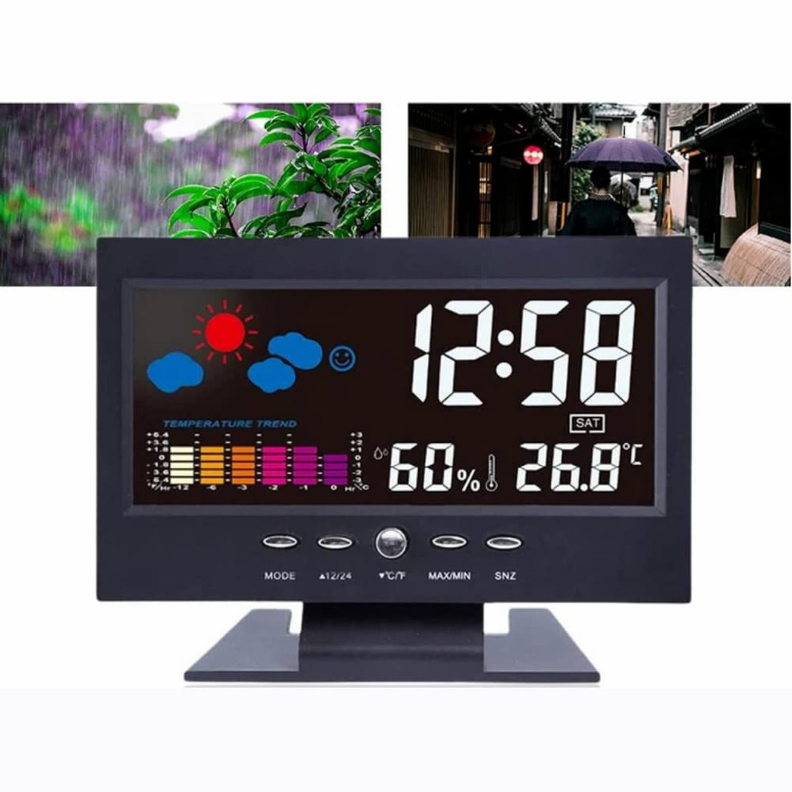 QIEZHON Clock Auto Set Digital Alarm Clock | Color Display LCD Screen ...