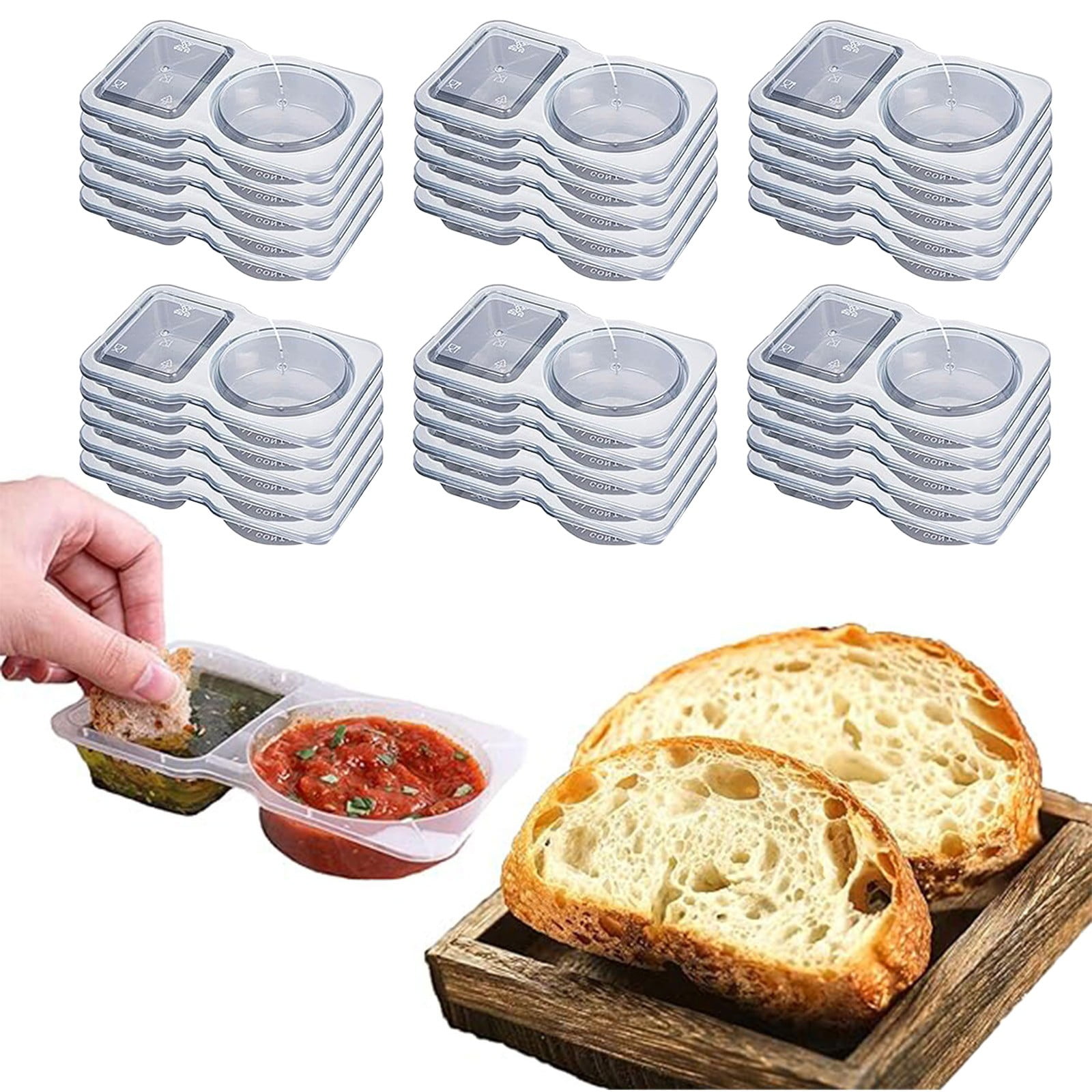 QIEZHON Double Compartment Condiment Containers,Disposable 2 ...