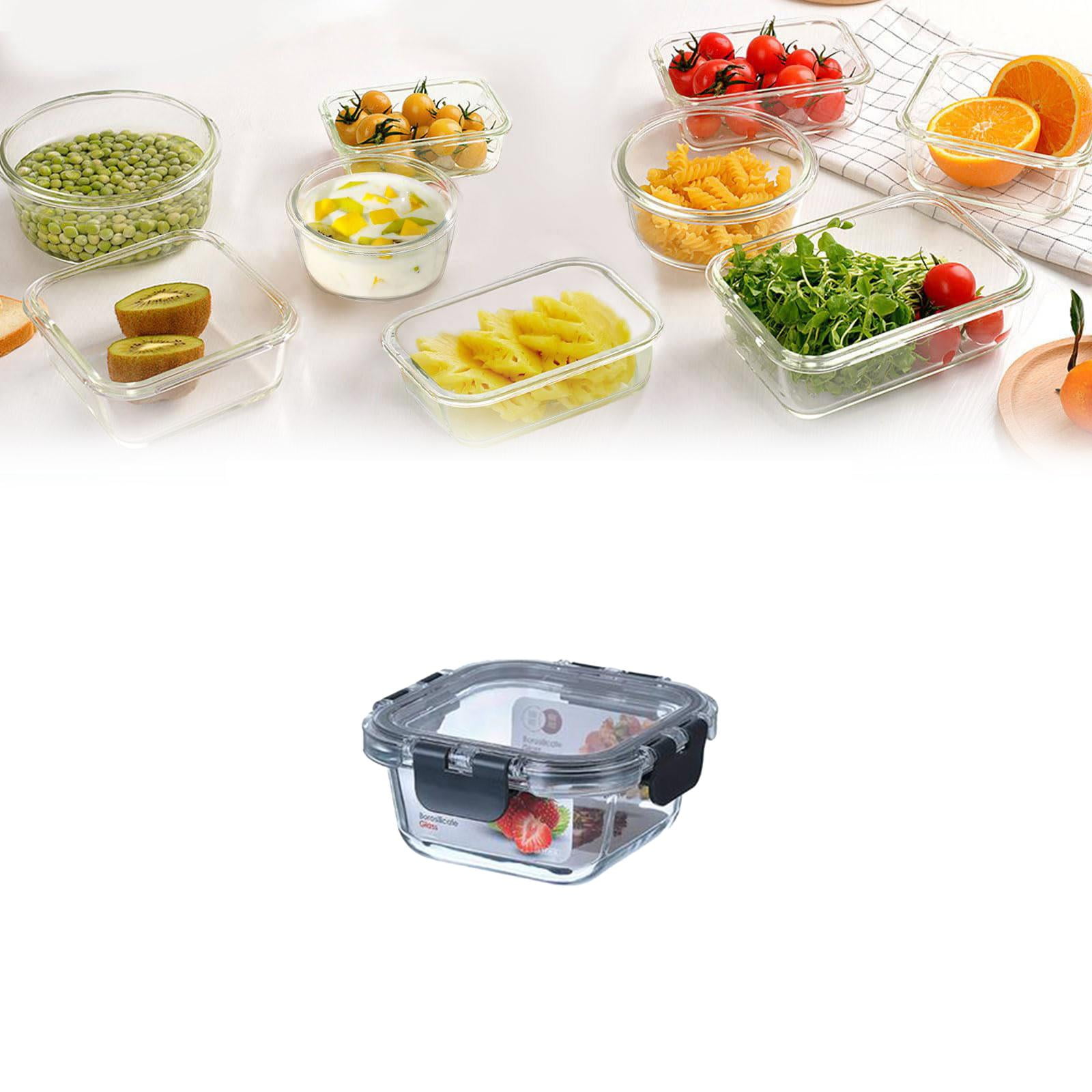 QIEZHON Ground Glass Storage Container Set With Airtight Lock Lid For ...