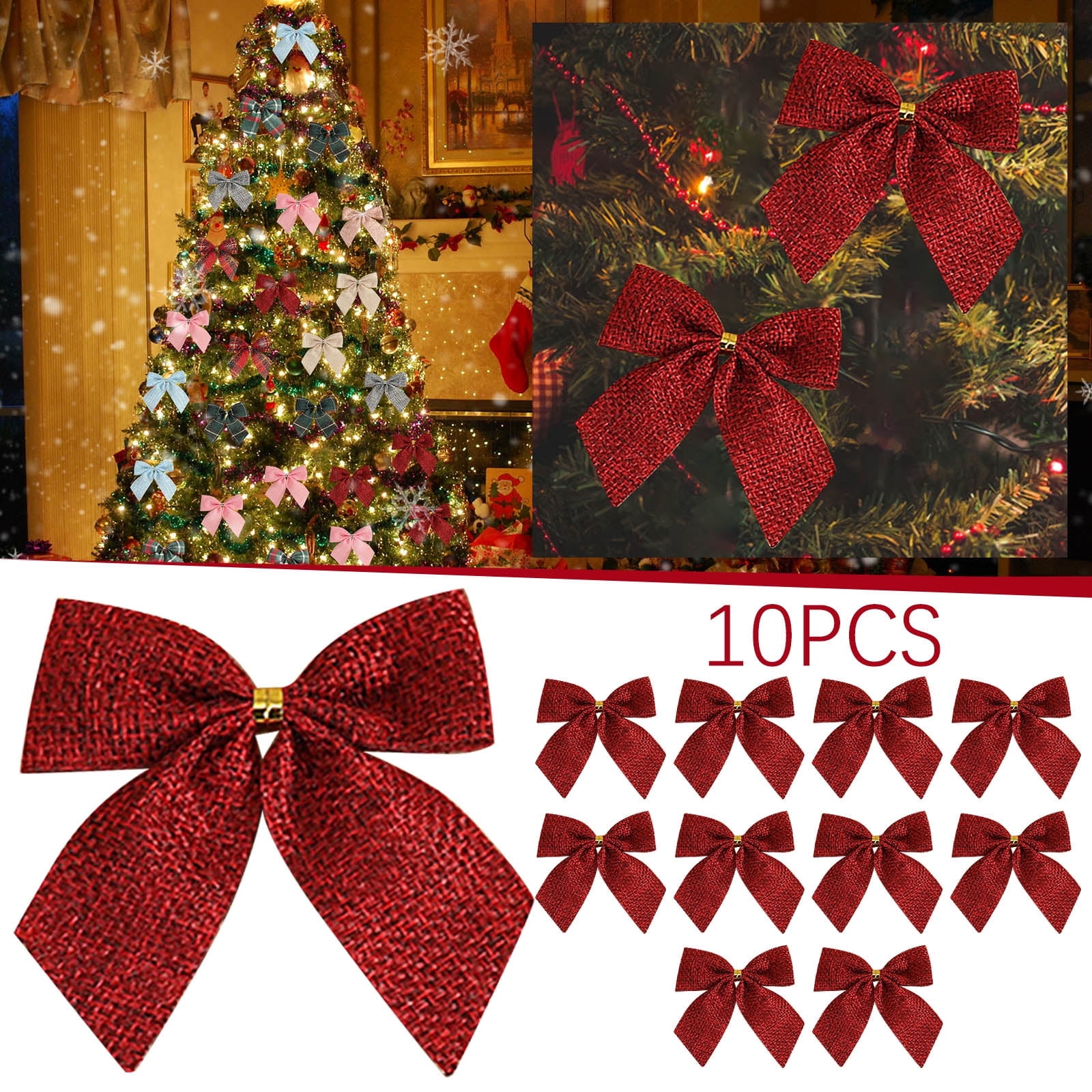QIEZHON Mini Bows - Hot Red Satin Ribbon Bows - 3X3Inch Christmas Bows ...