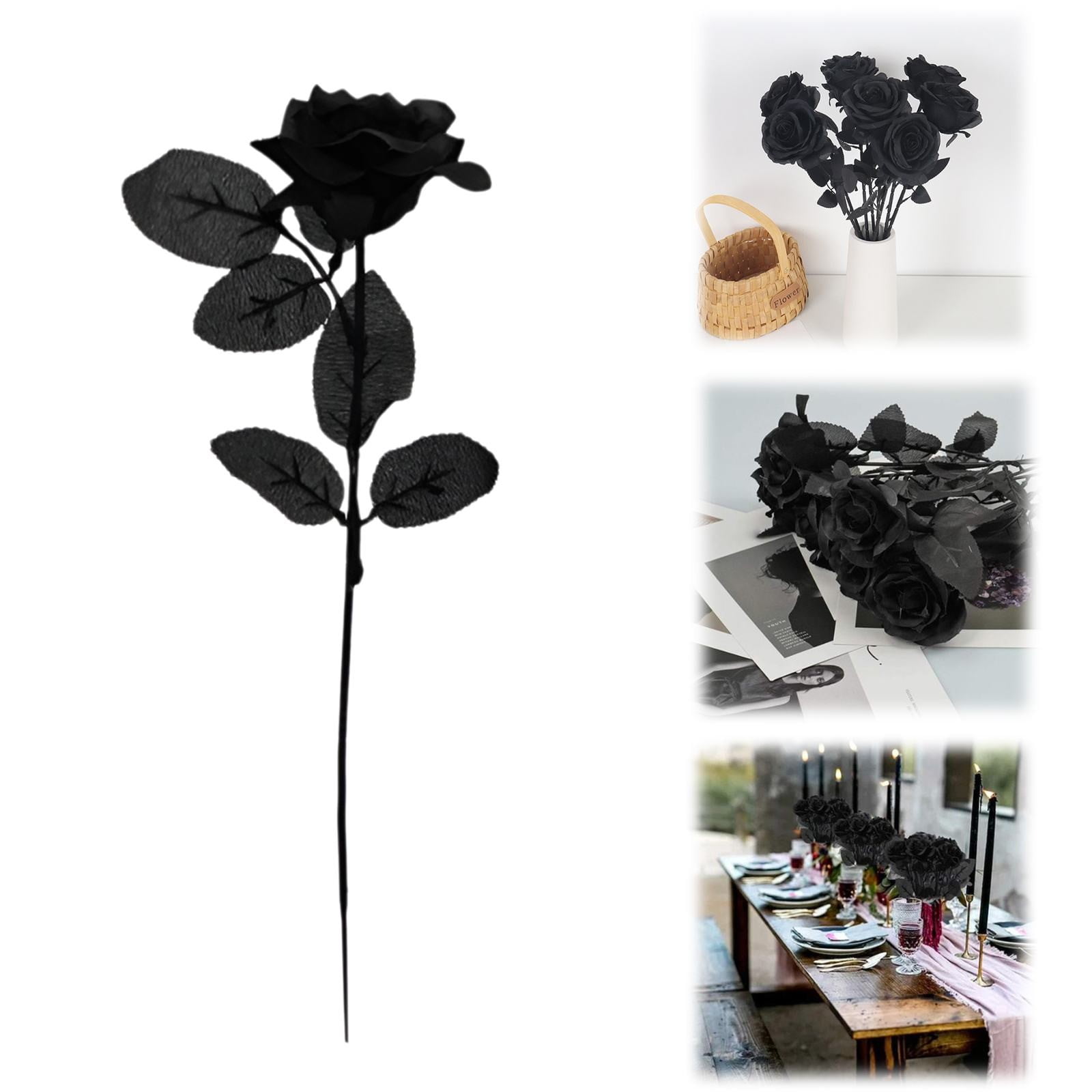 QIEZHON Simulated roses Visland Artificial Silk Roses Bouquet Black ...