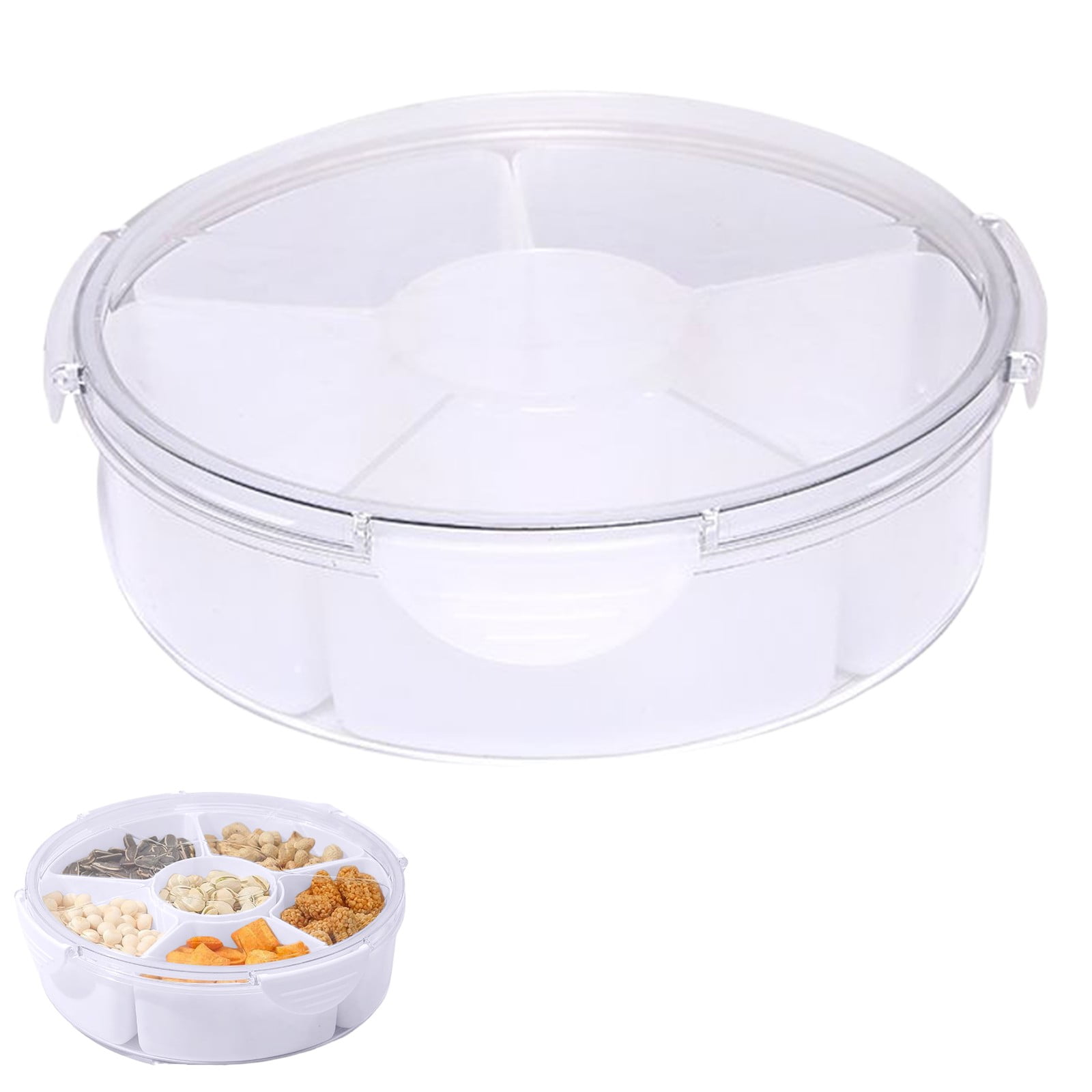 QIEZHON Snack Box Container, Divided Serving Tray with Lid and Handle ...