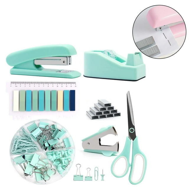QIEZHON Supplies Desk Accessories Stapler And Tape Dispenser Set For ...