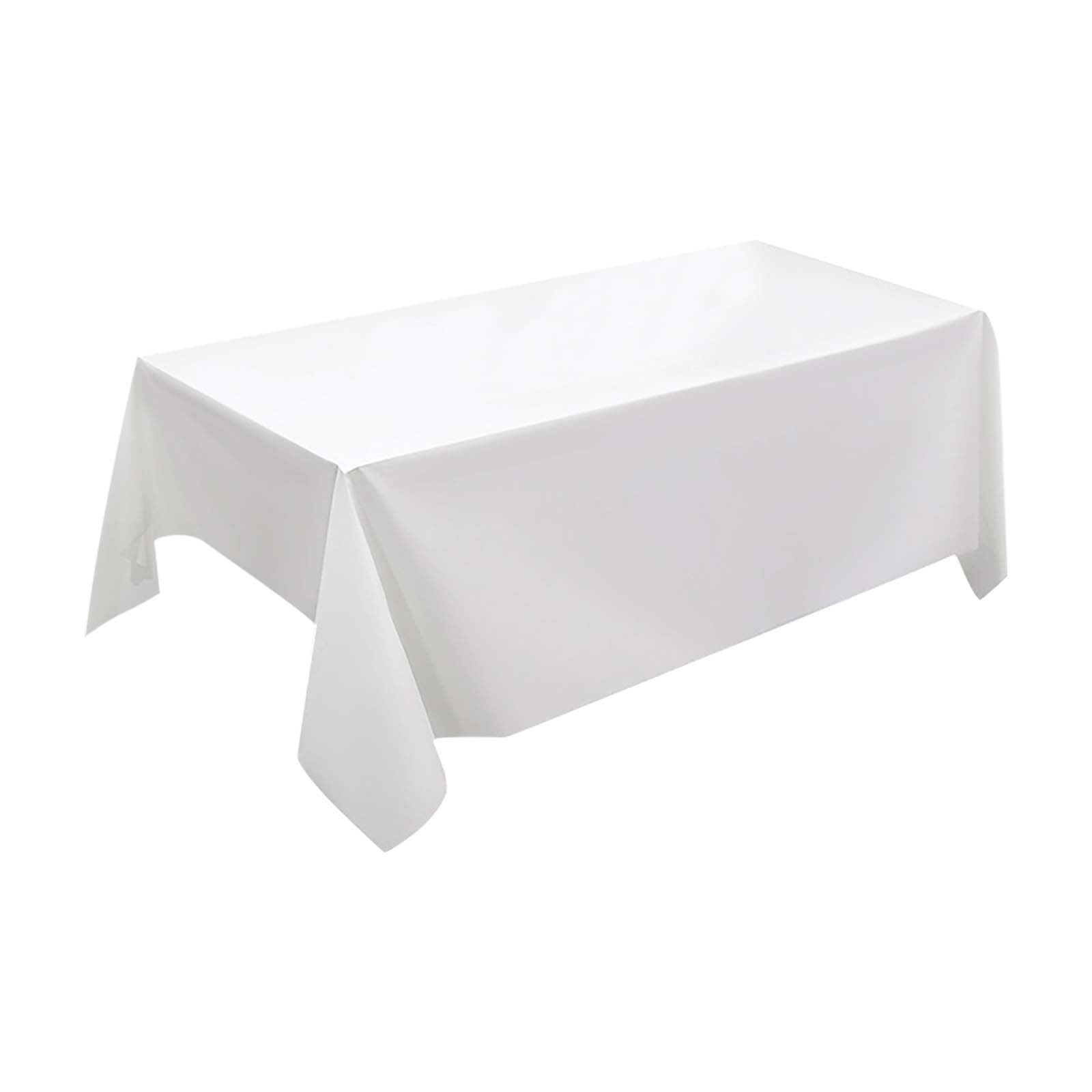 QIEZHON White Plastic Table Cloth Rectangle Disposable Wipe Clean ...