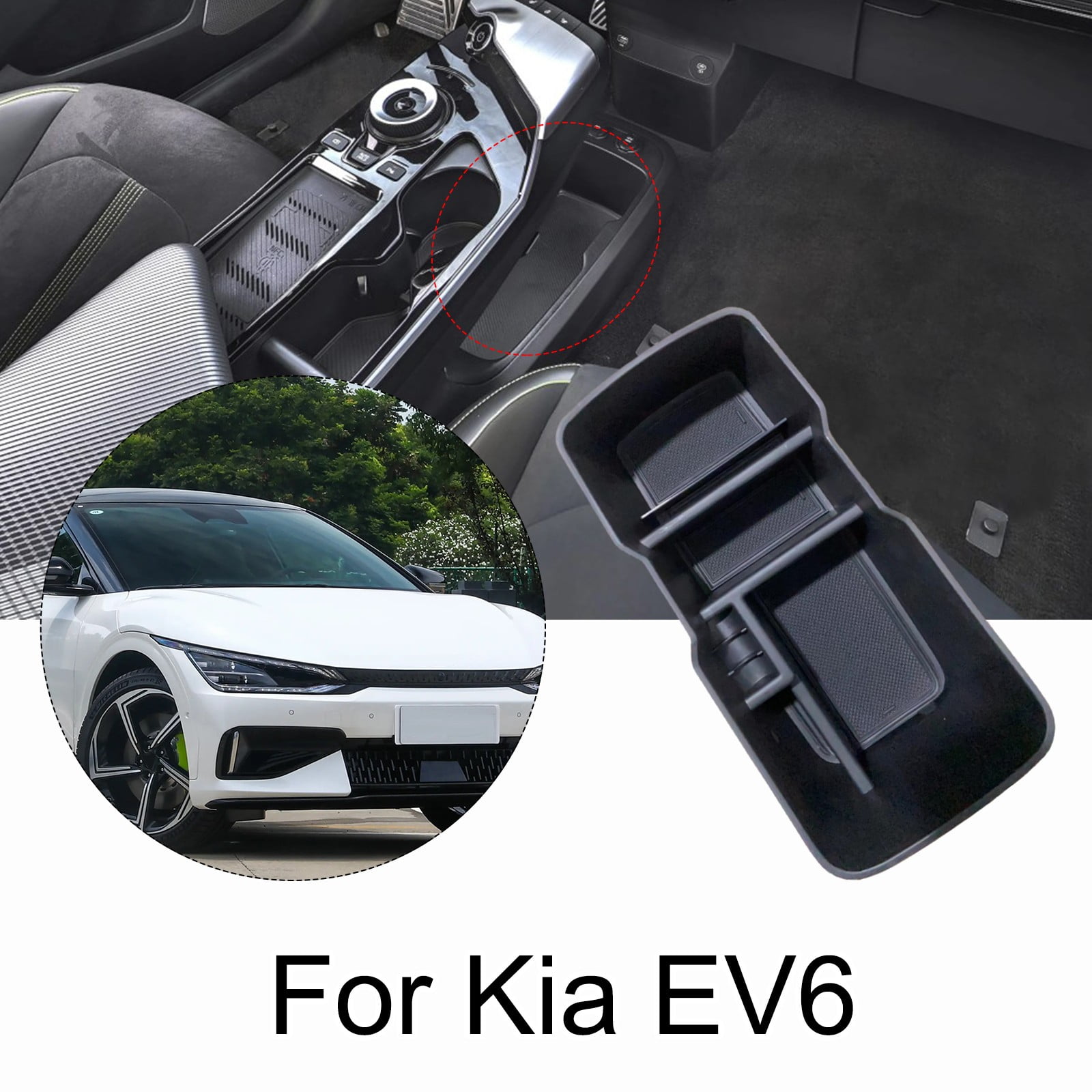 QIFEI ABS Black Interior Armrest Console Central Storage Box For Kia ...