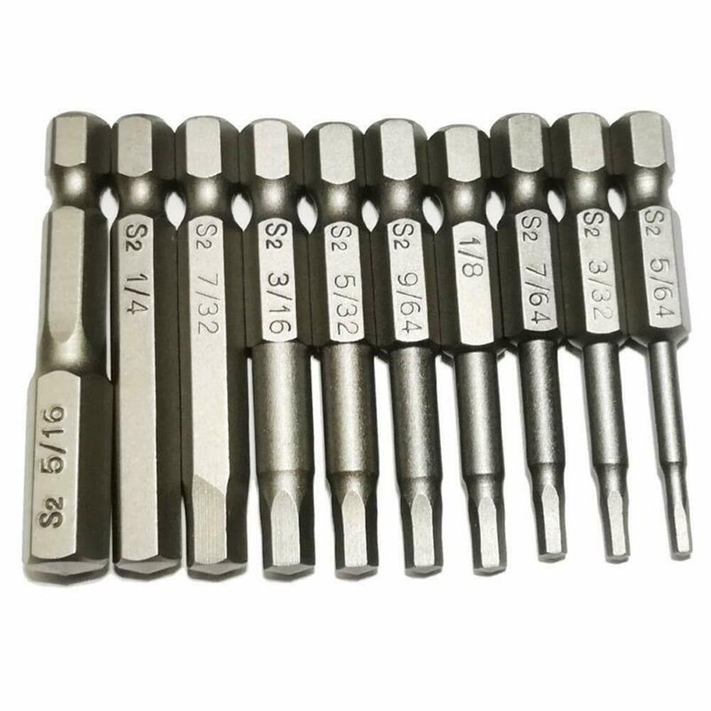 QIFEI Hex Allen Power Bit Set, 10 Pcs 1.98mm to 7.94mm | Magnetic Hex ...