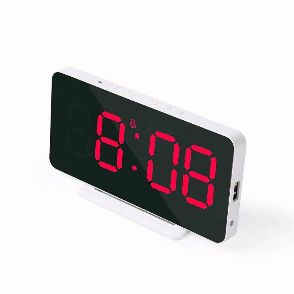 QIFEI LED Mirror Clock Large Screen Simple Clock USB Charging AI For ...