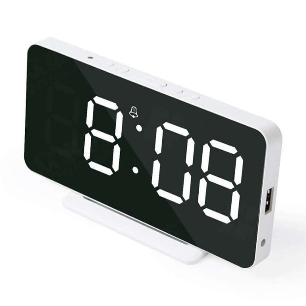 QIFEI LED Mirror Clock Large Screen Simple Clock USB Charging AI For ...